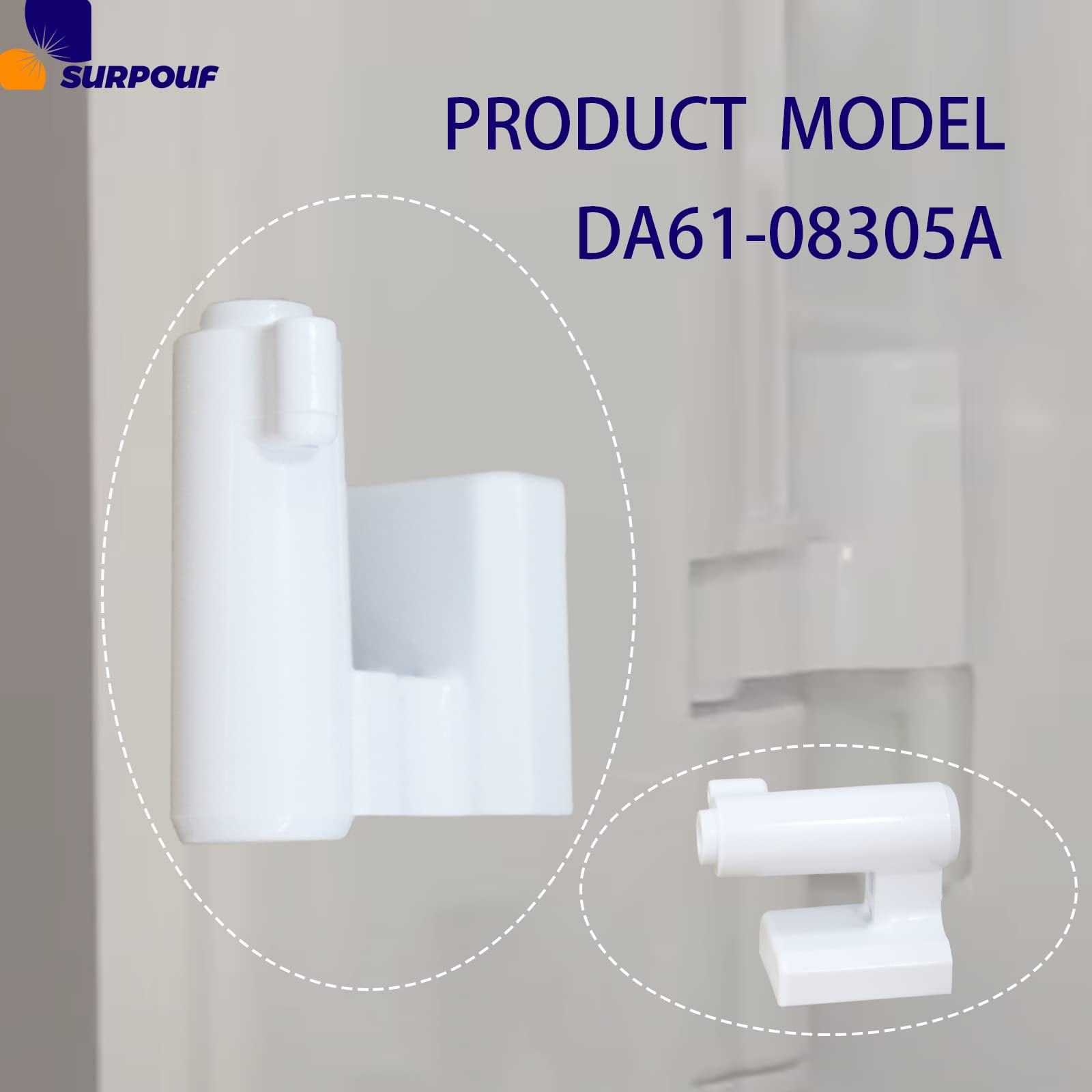 SURPOUF 2PCS DA61-08305A French Door Hinge White Fits for Samsung