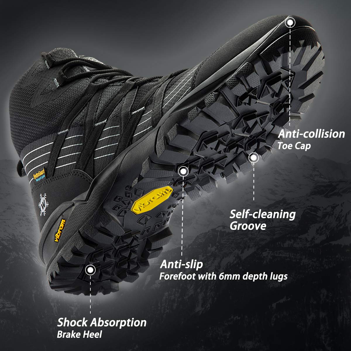 wantdo Men's Waterproof Work Boots Non-Slip Hiking Boots Tactical Combat Boots Trekking Hunting Shoes