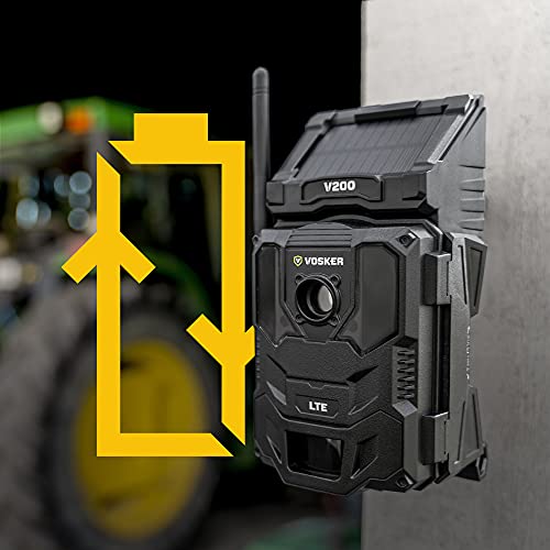 Vosker V200 | Cellular Security Camera | Built-in Solar Panel | LTE, Wireless, Weatherproof, No Wi-Fi Required | Motion Activated Outdoor Surveillance Cameras | Mobile Phone Notifications (V200-KIT)