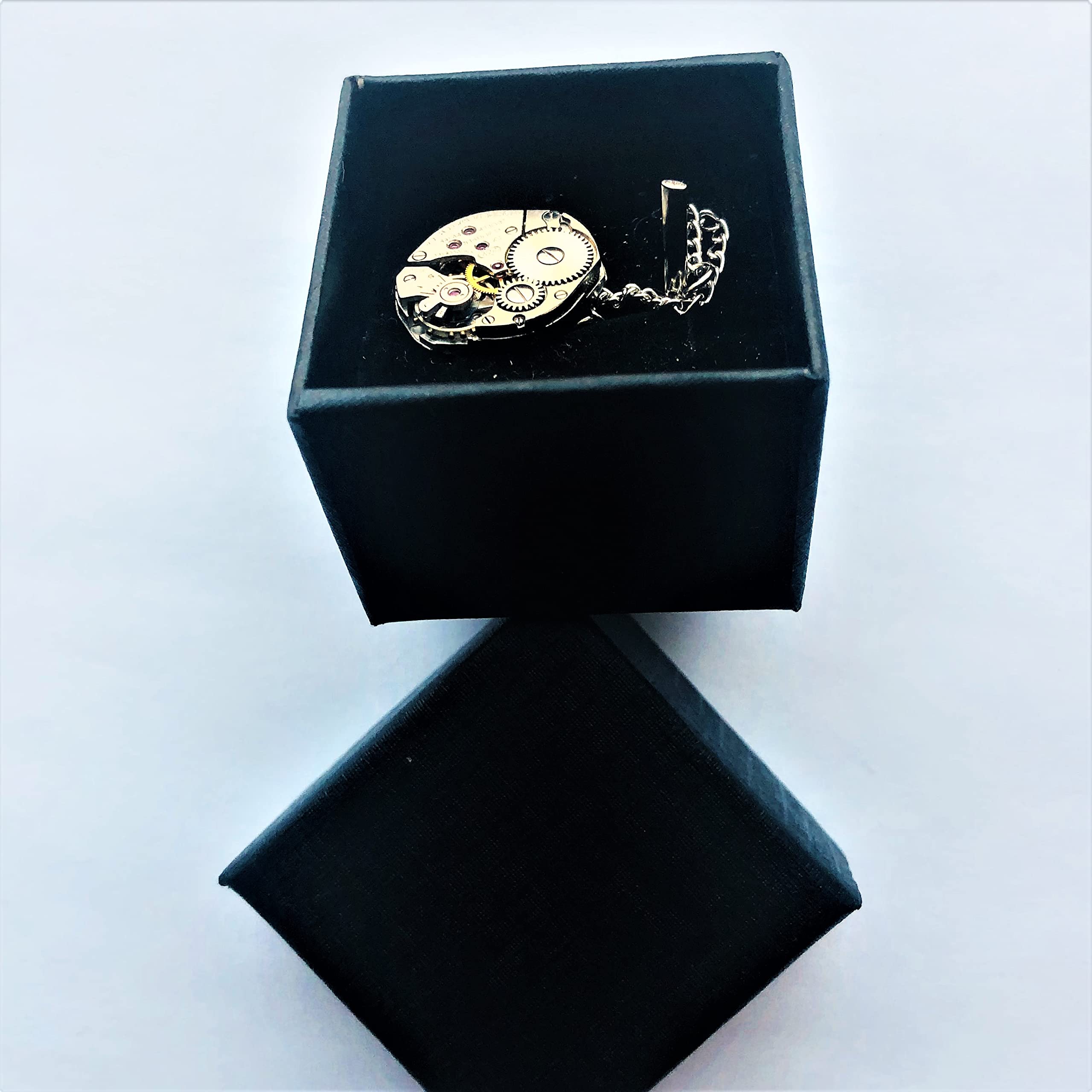 Steampunk Tie Tack Vintage Swiss Watch Mechanics Victorian Gift for men Father's Gift Groom Black Tie Wedding