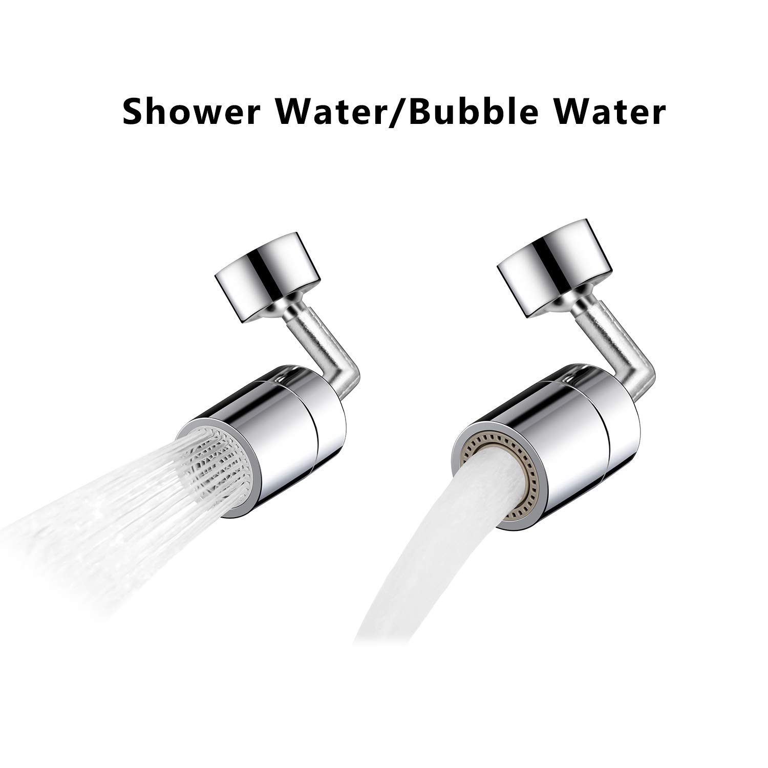 Splash Filter Faucet, 720° Rotatable Faucet Sprayer Head, Leakproof Design with Double O-Ring, Anti-Splash, Oxygen-Enriched Foam, 4-Layer Net Filter, 2 Modes, Universal Splash Filter Faucet