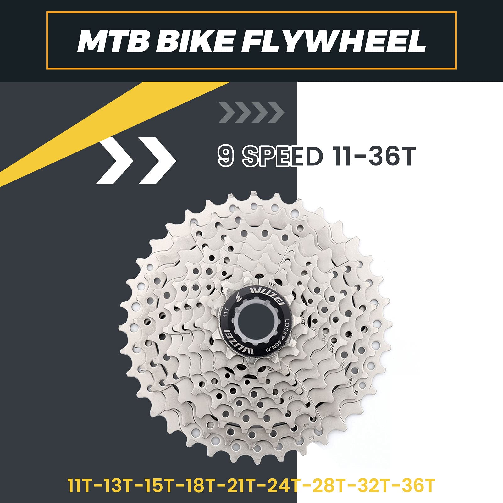 YEENOR 9 Speed Cassette 11-36T MTB Cassette 9 Speed Fit for Mountain Bike/MTB
