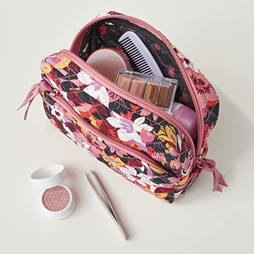 Vera Bradley Women's Cotton Medium Cosmetic Makeup Organizer Bag, Citrus Paisley - Recycled Cotton, One Size