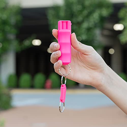 SABRE Defense Spray, 3-in-1 Formula Contains Max Strength Pepper Spray, CS Military Tear Gas & UV Marking Dye, Quick Release Key Ring for Easy Carry, Finger Grip for More Accurate Aim, 0.54 fl oz