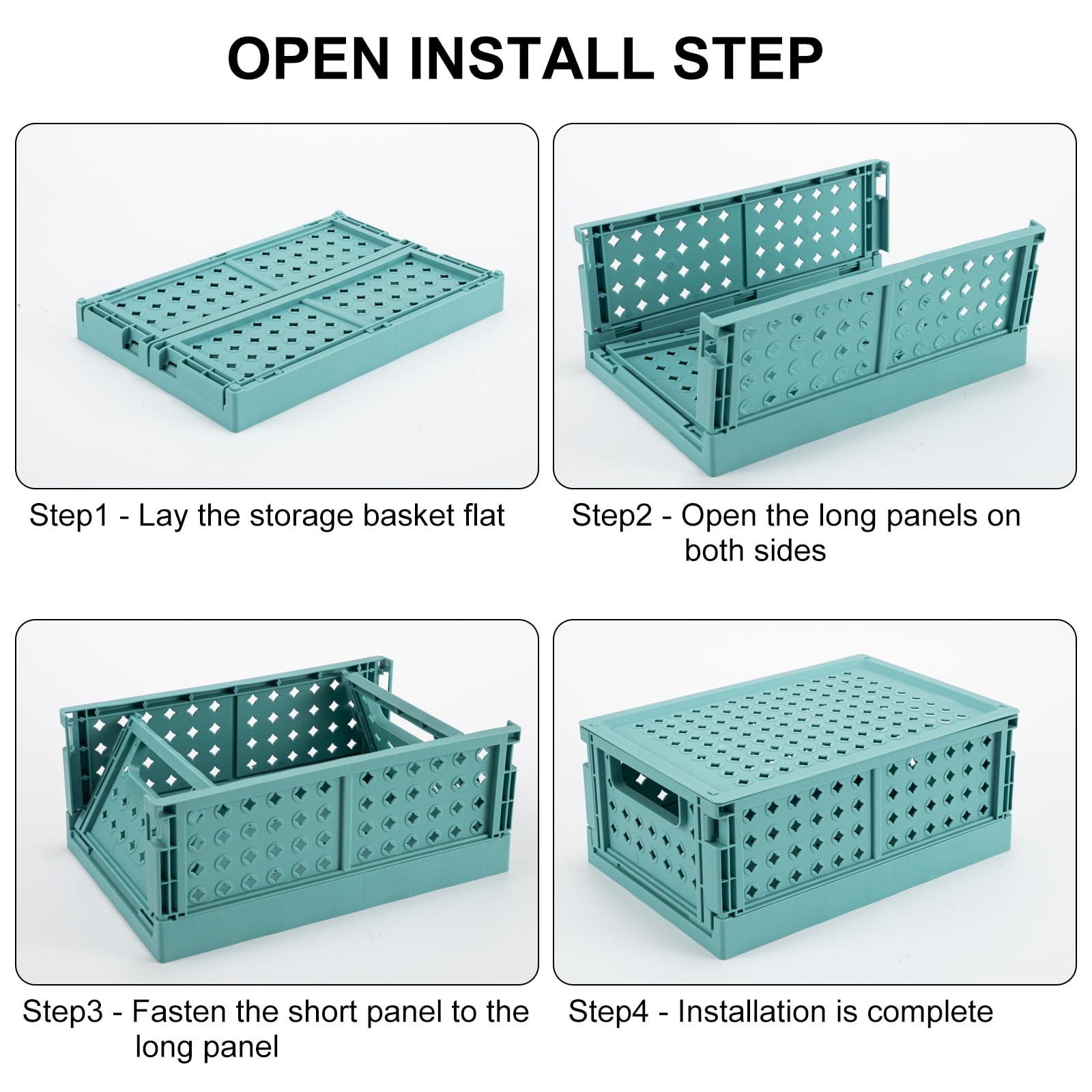 Viristae 4 Pack Pastel Crates Mini Crates Plastic Crate for Storage Collapsible Crate Stackable Folding Storage Crates Plastic for Classroom Bedroom Bathroom Office Desk Shelf Organizing