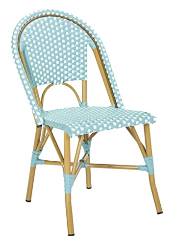 Safavieh Home Collection Hooper Indoor-Outdoor Stacking Side Chairs | Teal & White | Set of 2