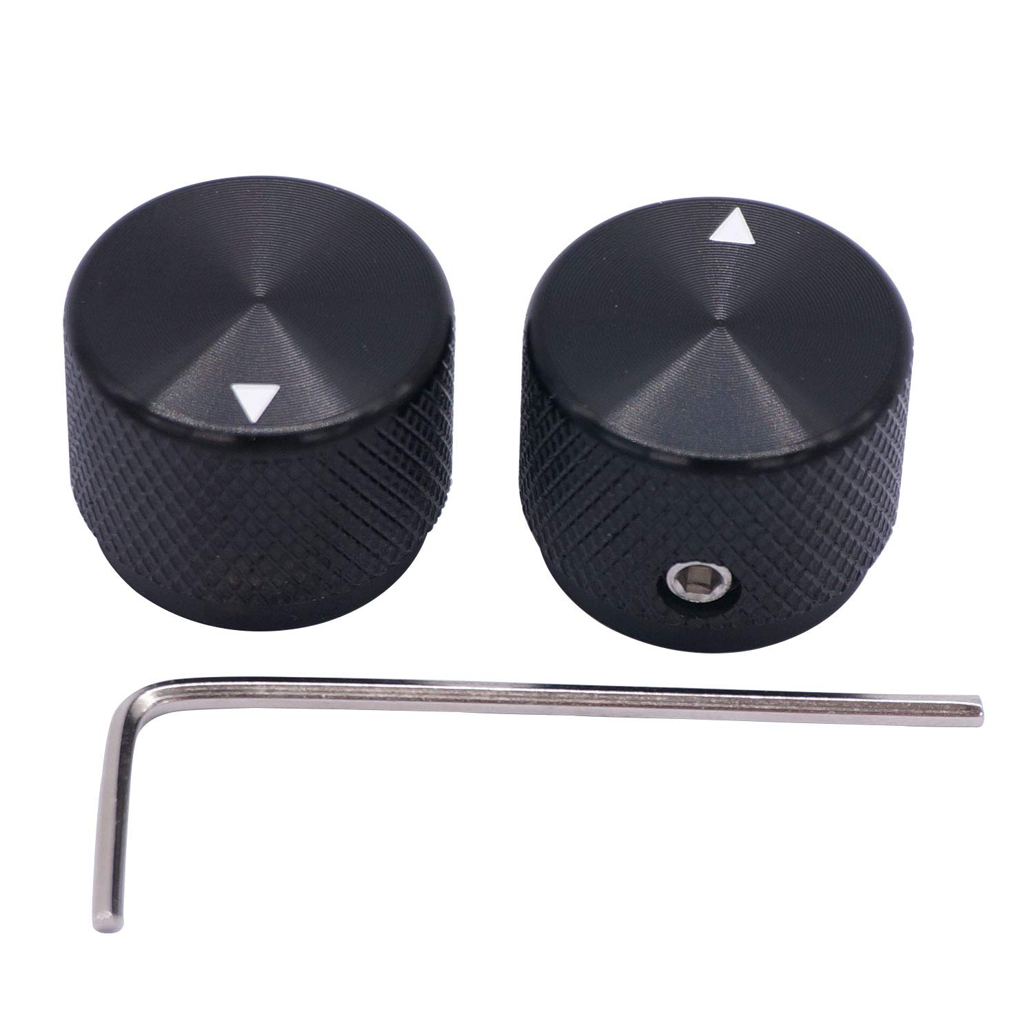 Taiss/ 2pcs Black Aluminum Rotary Electronic Control Potentiometer Knob For 6 mm Diameter Shaft, Volume Control Knobs, Audio knob, Guitar Knobs,Switch Knobs, 20mm dia. x 15.5mm height