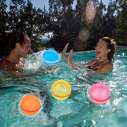 Reusable Water Balloons,Multicolor Water Balls 4 PCS,Quick Fill Self Sealing Water Bombs Balloons,Yard Games,Water Fight Waterfall Ball Toys