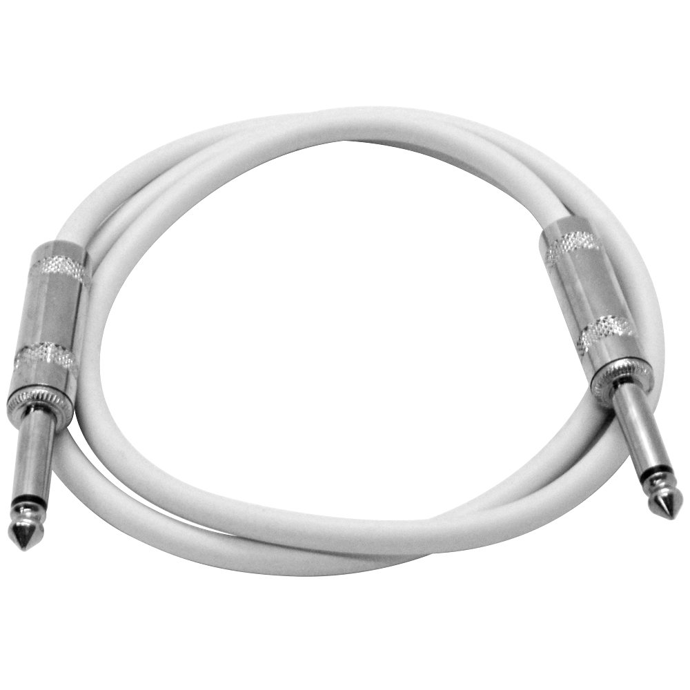 Seismic Audio - SASTSX-3White-1B1W - 2 Pack of 3 Foot 1/4 Inch TS Patch Cables 1 White and 1 Black - 3' Professional Audio Unbalanced 1/4" Patch Cords
