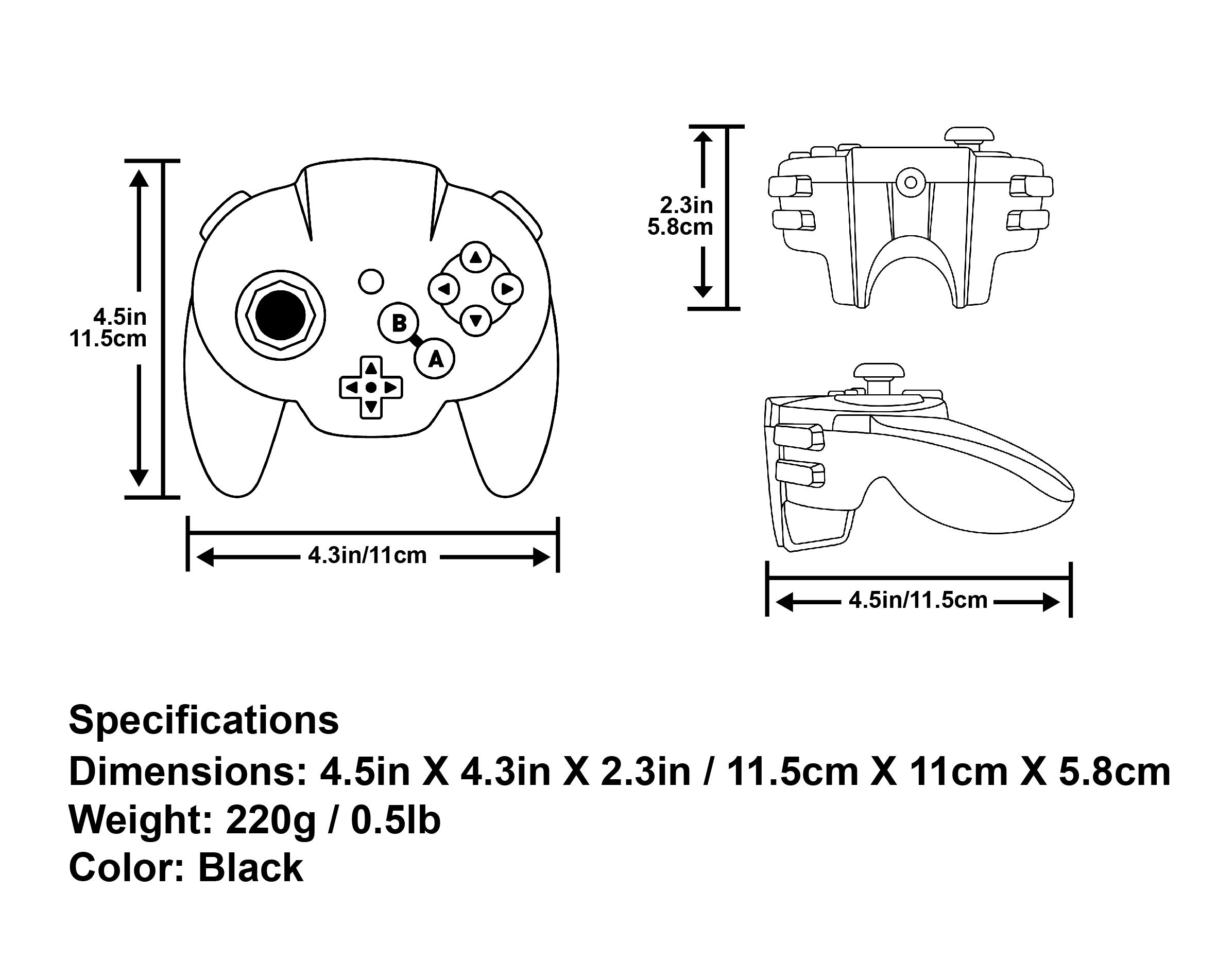Warrior 64 Wired Controller for Original Nintendo 64 N64 Console (Black)