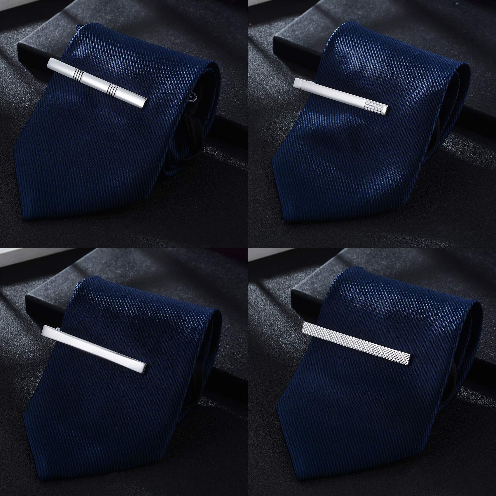 Tornito 4Pcs Tie Clips Set for Men Tie Bar Clip Set for Regular Skinny Ties Necktie Wedding Business Clips for Men