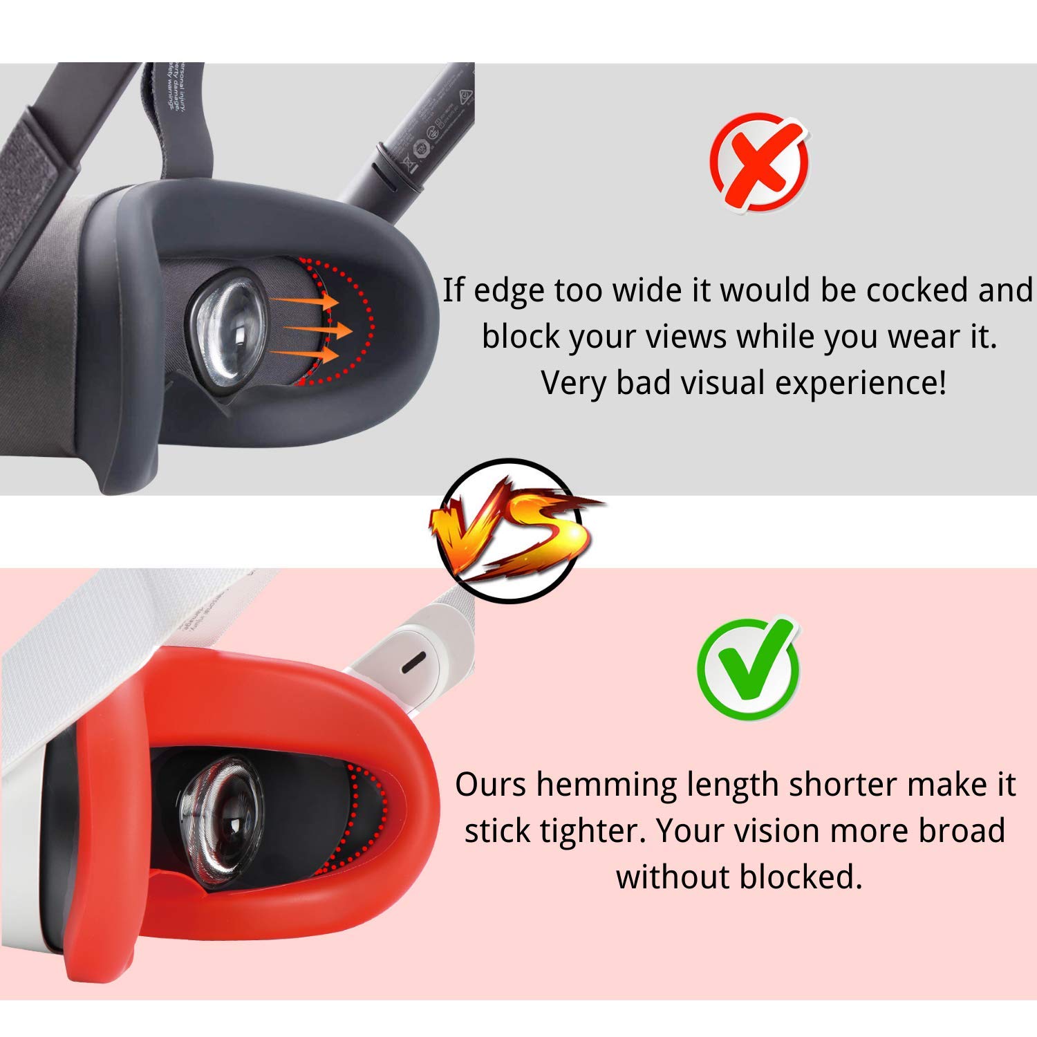 VR Headset Accessories for Oculus Quest 2, Touch Controller Grip Cover & VR Silicone face Cover & Protective Lens Cover Sweatproof Anti Collision Designed by X-Super Home (Red)