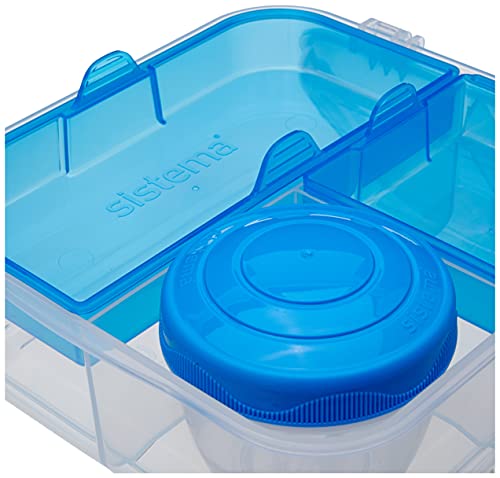 Sistema To Go Collection Bento Cube Lunch Box, Small, Clear/Blue Klips