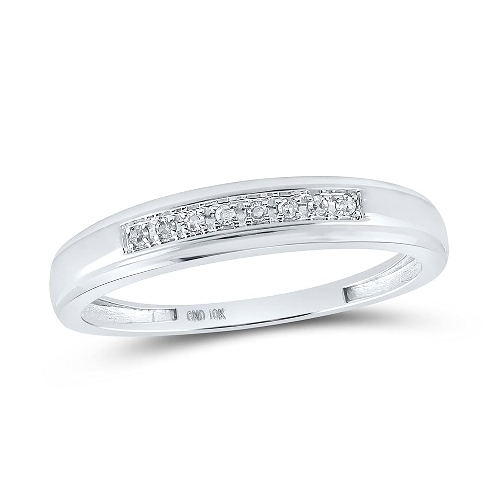 Sizes - L = 8, M = 8.5 - 10k White Gold Diamond Cluster Mens And Ladies Couple His & Hers Trio 3 Three Ring Bridal Matching Engagement Wedding Ring Band Set (1/5 cttw.) - Please use drop down menu to select your desired ring sizes