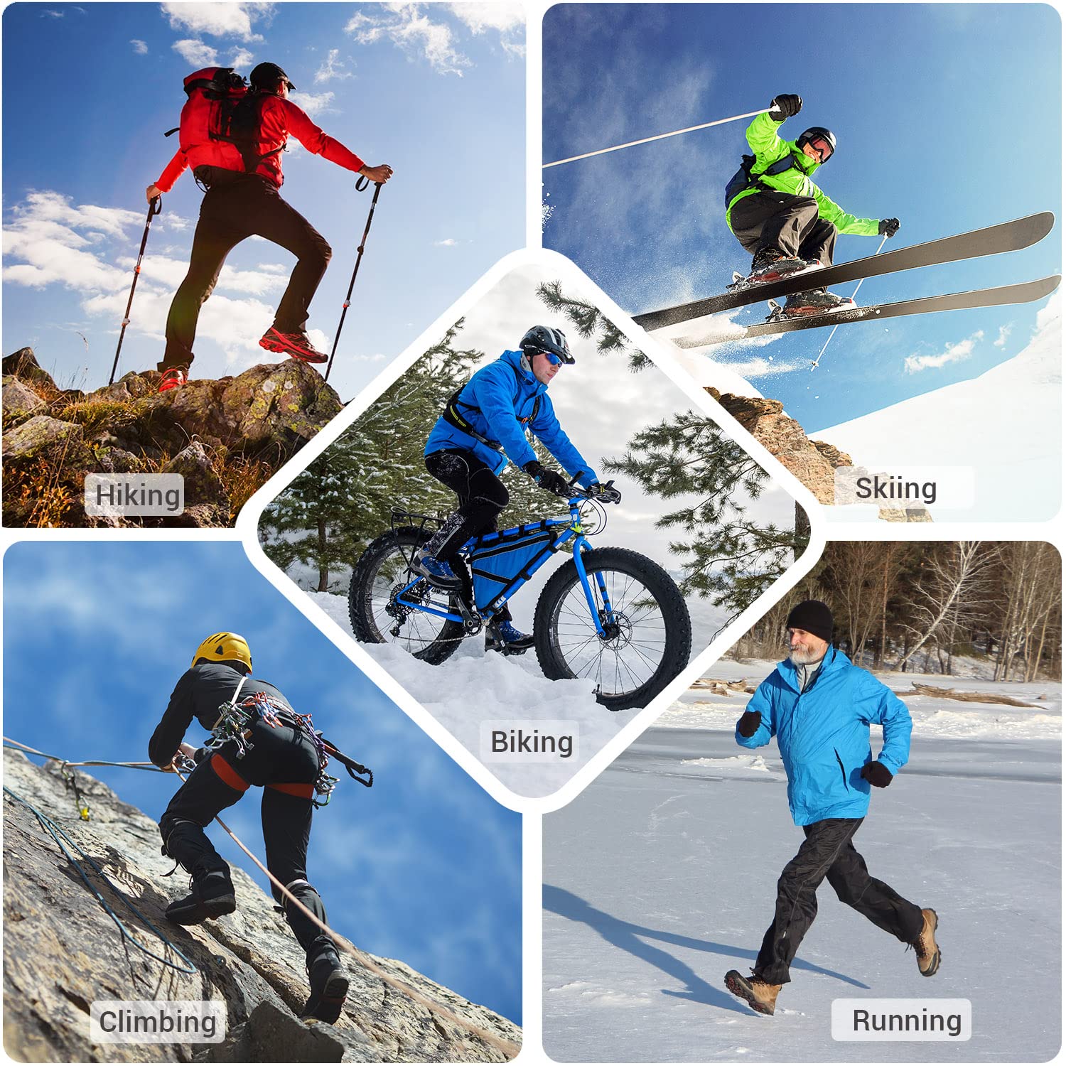 Sportneer Mountain Bike Pants for Men Fleeced Windproof Cycling Running Winter Hiking MTB Pants Workout Multi Sports Pants Black