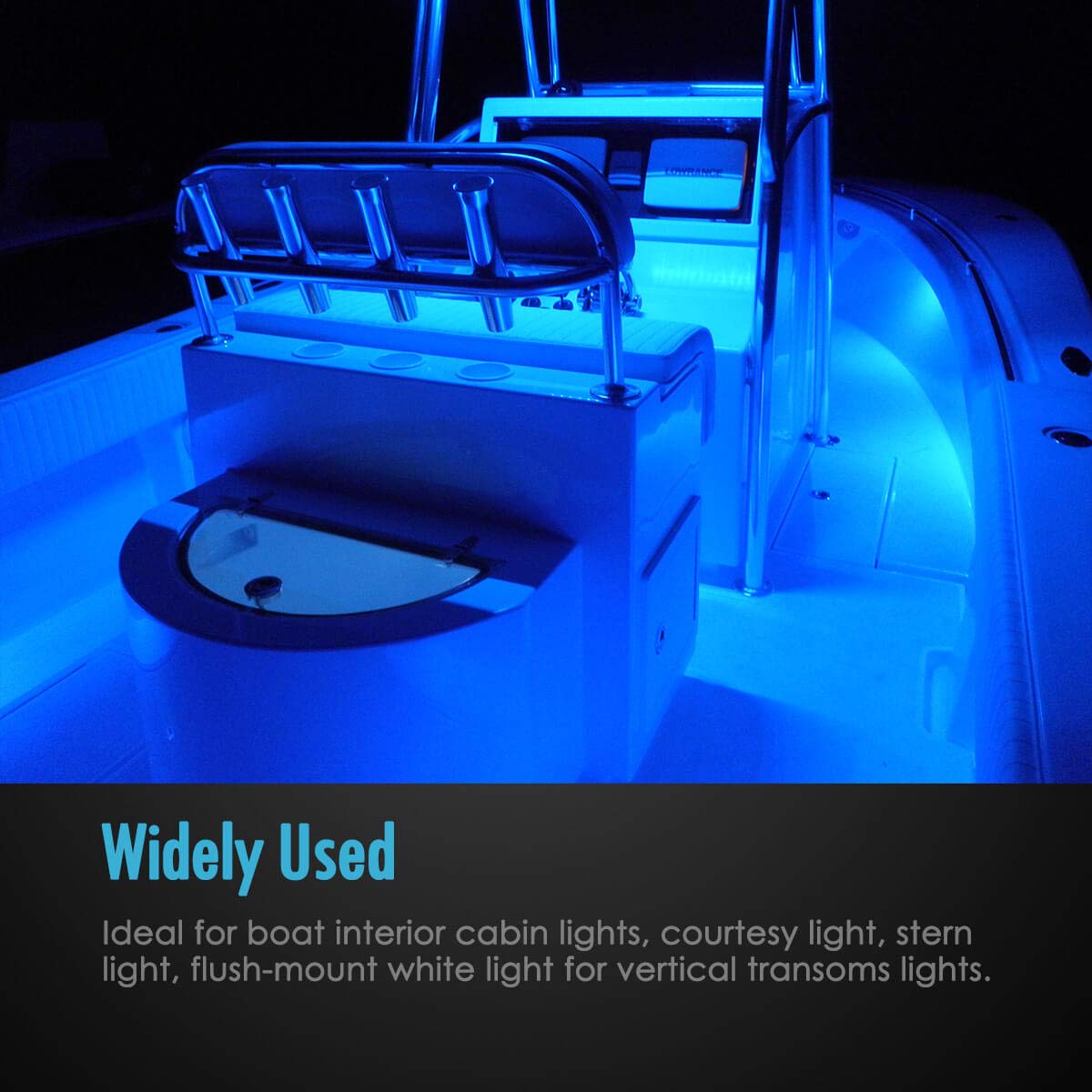 TCTAuto Marine Boat LED Blue Lights Interior Transom Cabin Courtesy Stern Navigation Lights 3 Inch 12V Round Chrome Clear Lens Waterproof, Pack of 2