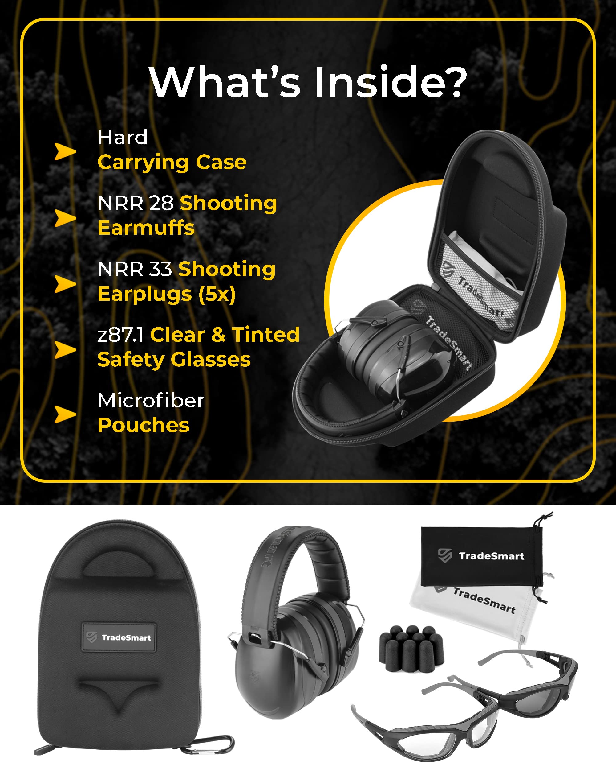 TRADESMART “His & Hers” Gift - Pink & Gunmetal Gray Shooting Ear and Eye Kits, U.S. Certified, for Women & Men