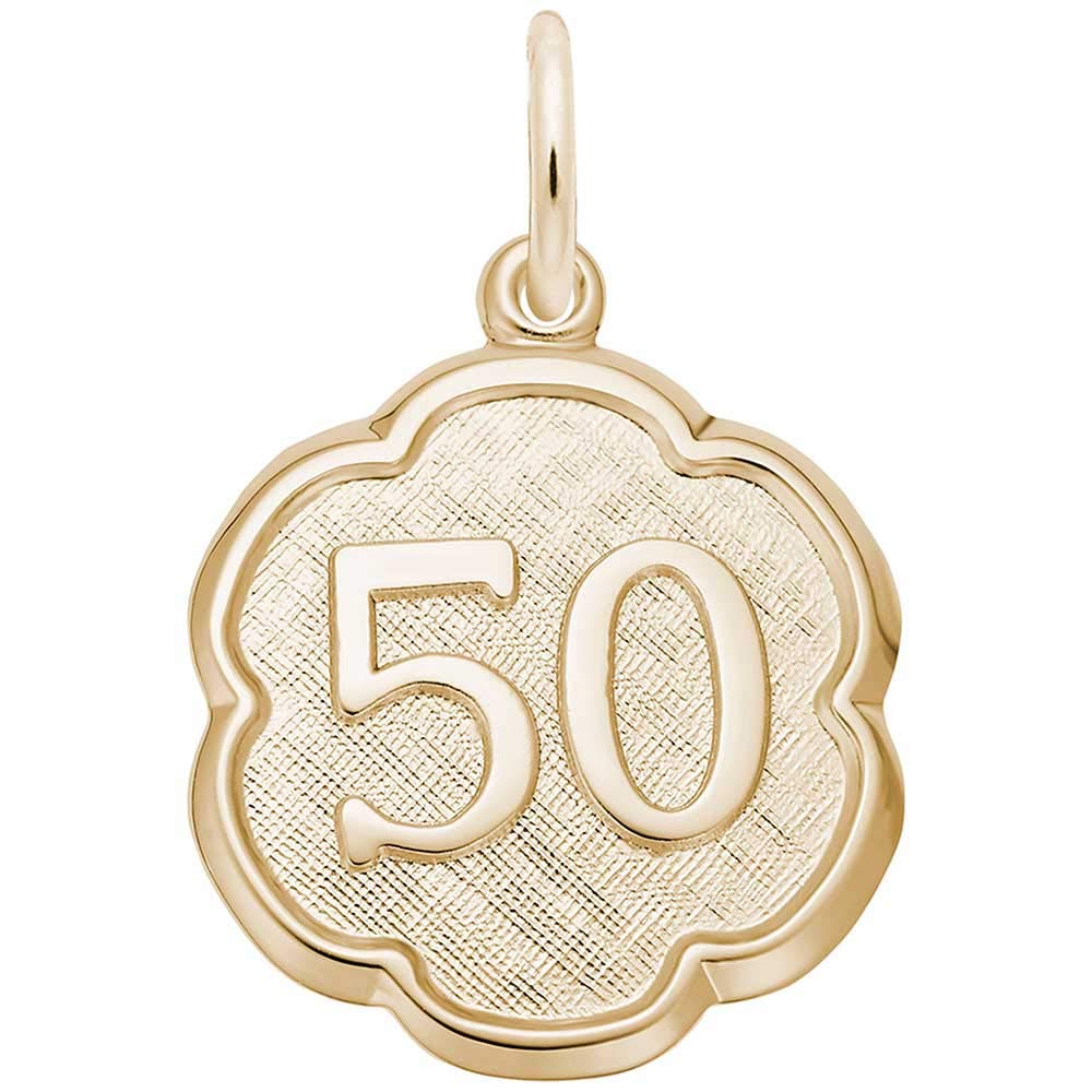 Rembrandt Charms Number 50 Charm, 14K Yellow Gold
