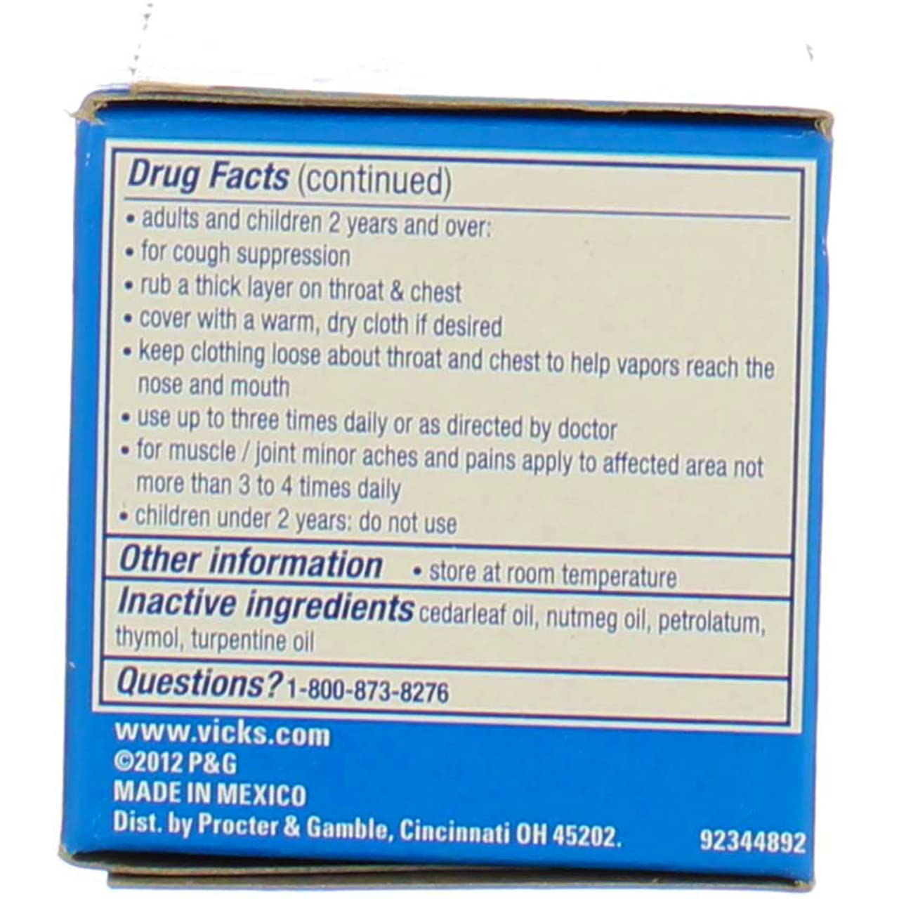 Vicks cough Vaporub Ointment, 1.76 Oz by Vicks (Pack of 2)