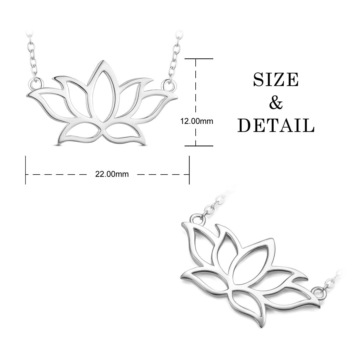 SHEGRACE 925 Sterling Silver Necklace, with Lotus Flower Pendant, 17.3"