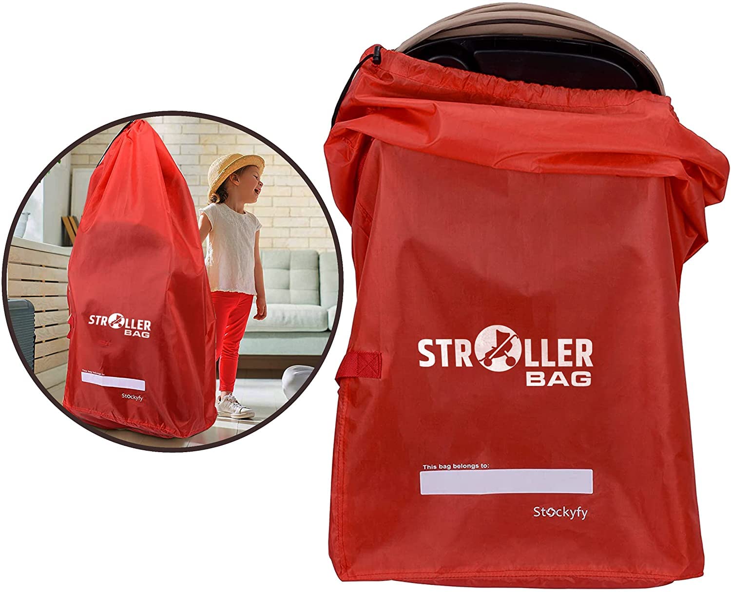 Stockyfy Stroller Travel Bag for Airplane, Gate Check Bag with Adjustable Lock, for Single & Double Umbrella Strollers, Durable and Water-Resistant, Fits Car Seats travel, Infant Carriers & Booster