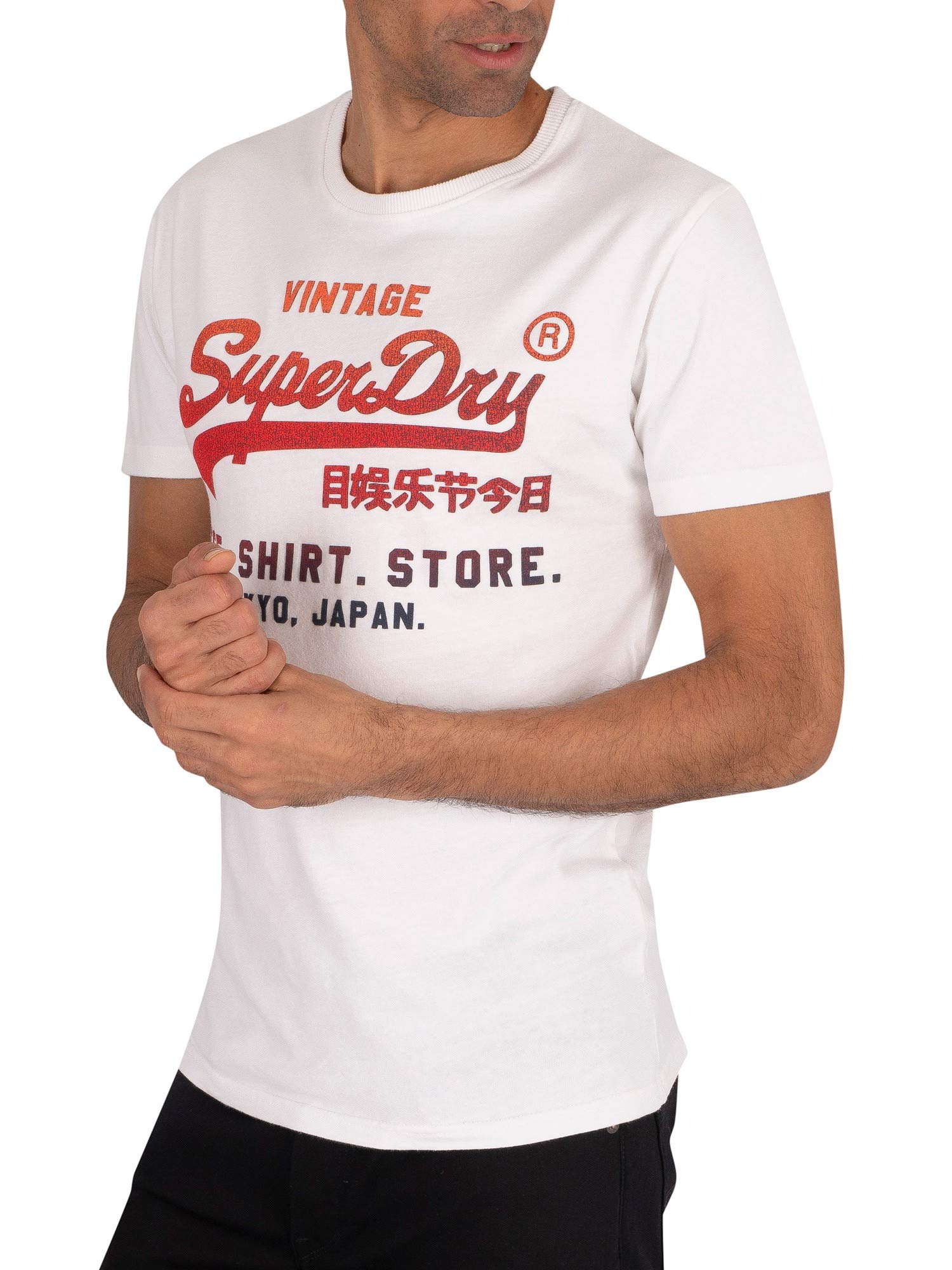 Superdry Mens Vintage Logo Fade T-Shirt Optic Size S