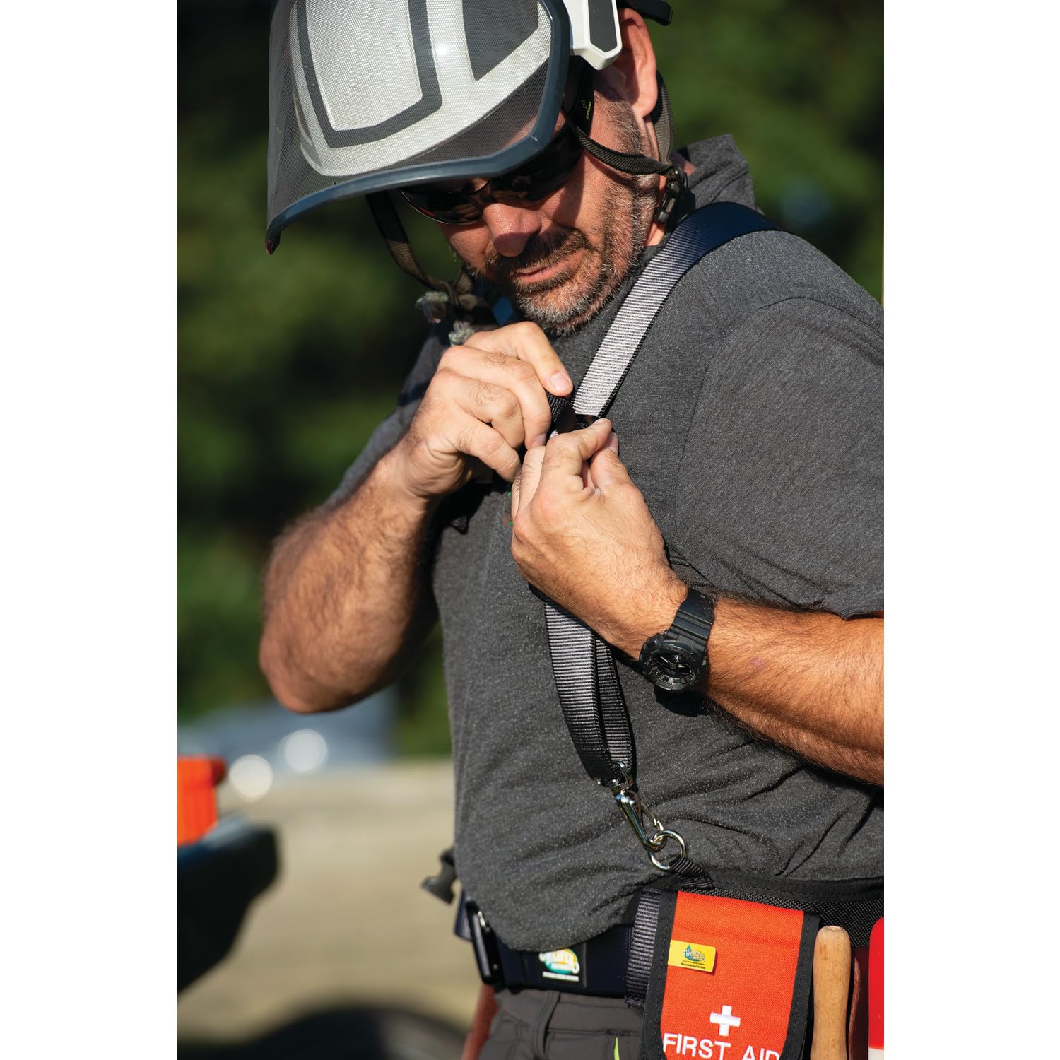 Weaver Arborist Nylon Black/Gray Arborist Logging Belt and Suspenders for Tree Cutting, Adjustable waist fits sizes 30"-52"