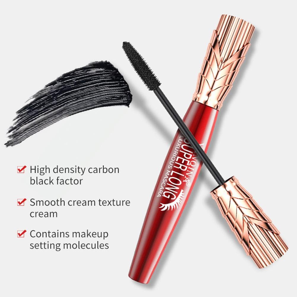 Yanquina Mascara, 4d Waterproof and Sweat Proof Mascara, Quick-Drying, Long-Lasting, Smudge-Proof 2 in 1 Black Mascara