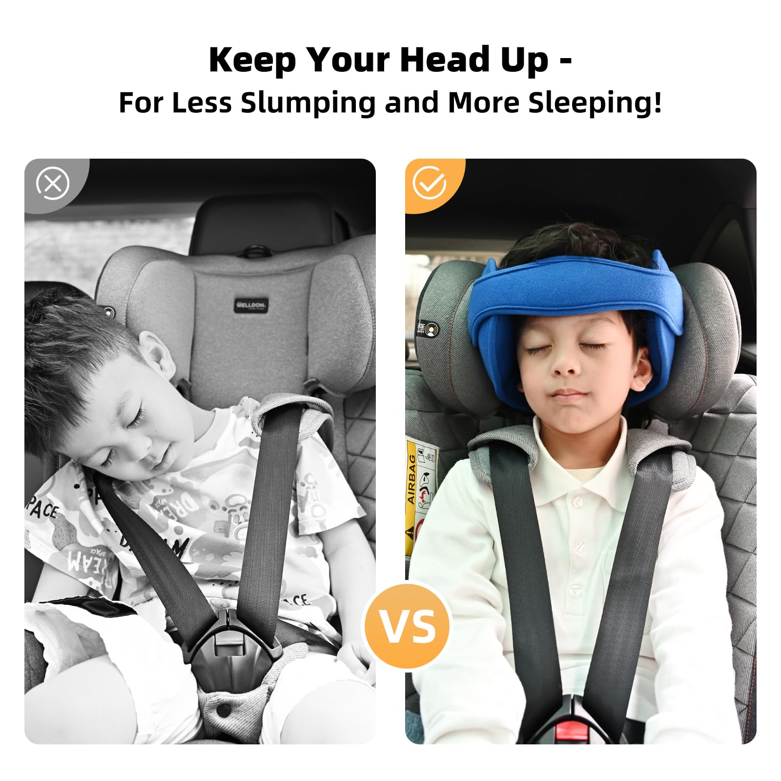 StoHua Adjustable Child Car Seat Head Support - Toddler Carseat Head Neck Pillow Strap, Kids Safety Neck Relief Head Support Band Sleep Strap, Brown