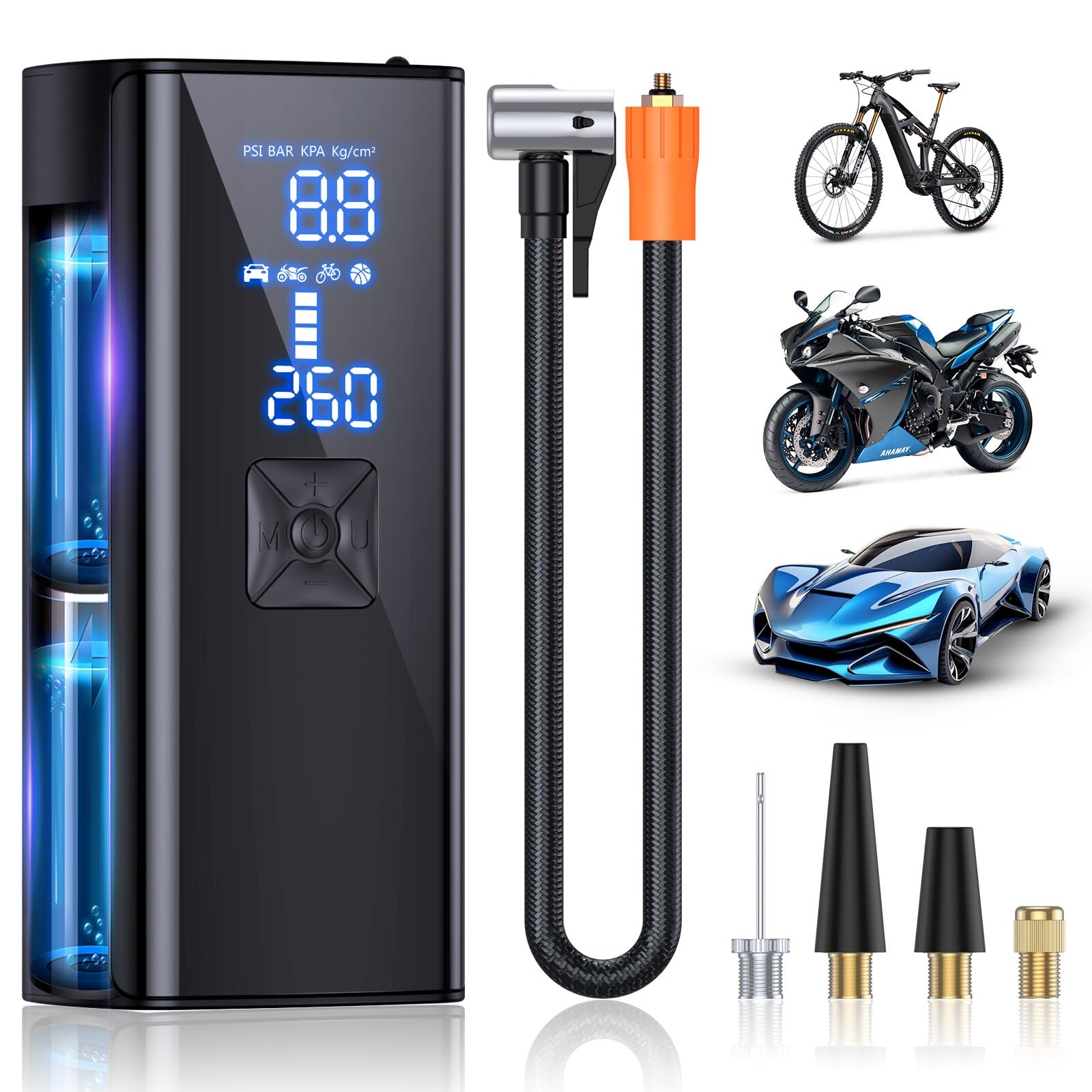 Tire Inflator Portable Air Compressor, 150PSI Portable Air Pump for Car Tires with 25000mAh Battery, 2X Faster Inflation Air Compressor with Digital Pressure Gauge for Car, Bike, Motorcycle, Ball