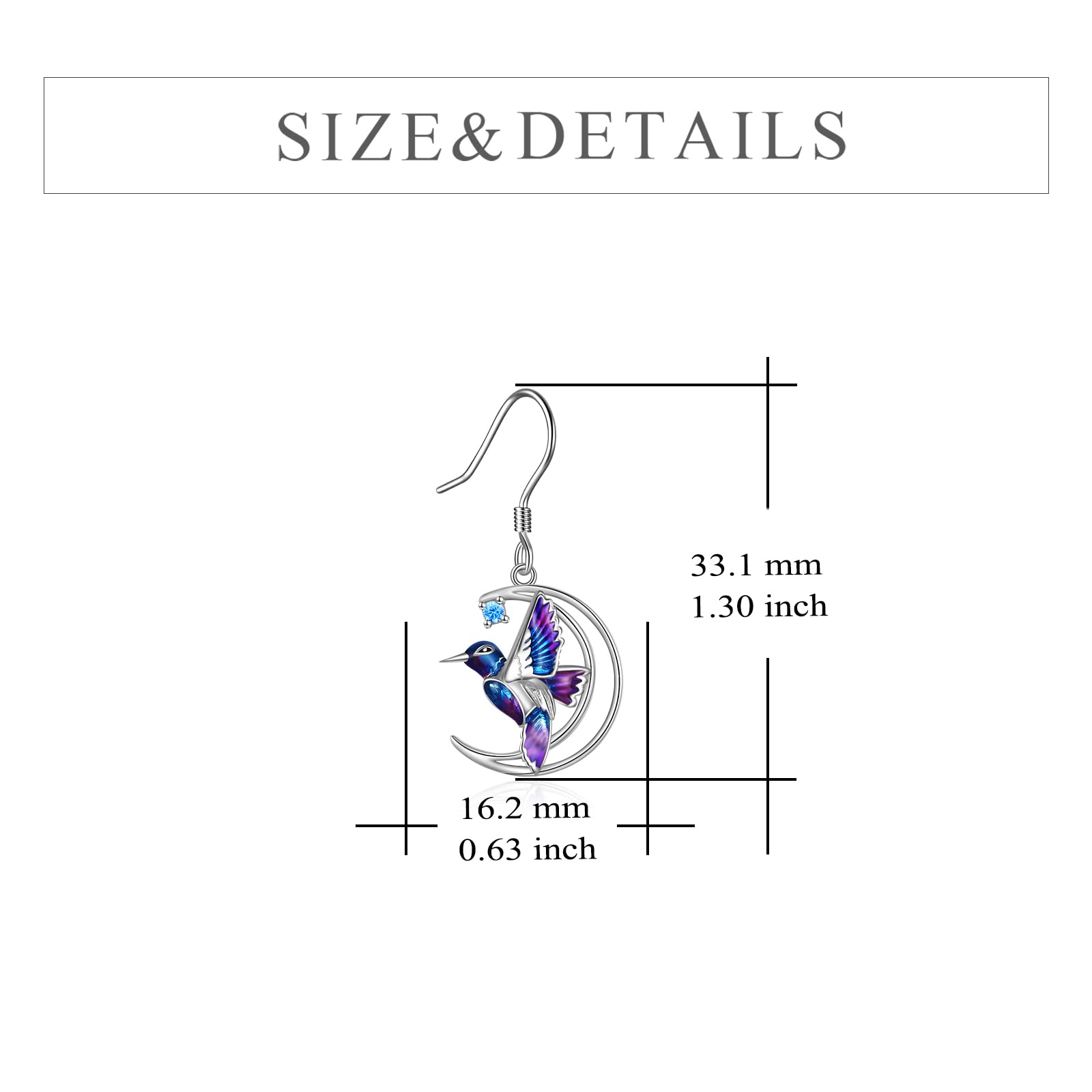 YFN Hummingbird Earrings Bird Dangle Earrings Sterling Silver Jewelry Hummingbird Gifts for Women