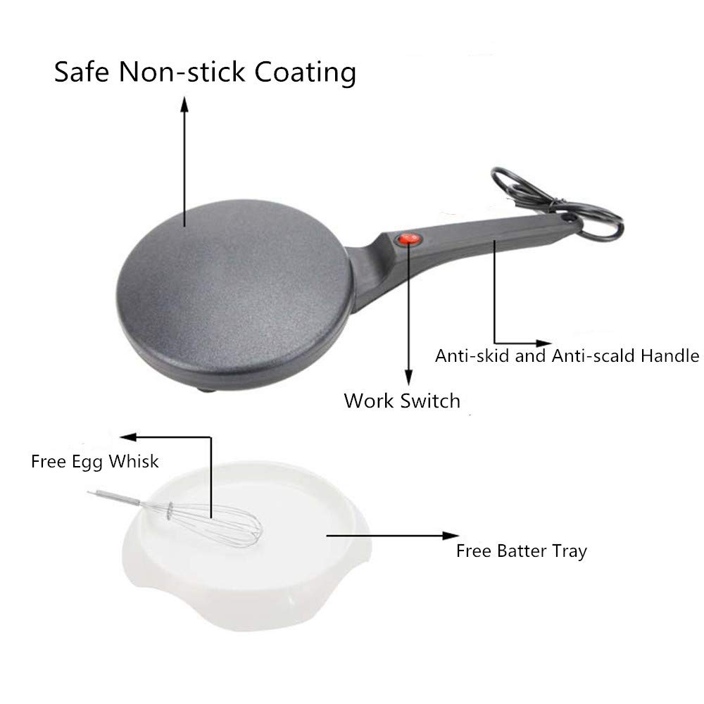 Simosho Electric Crepe Maker Mini Household Pancake Machine, 8" Non-stick Coating Pancakes Pan, Kitchen Small Machine for Spring Roll Skin Tortillas (Red)