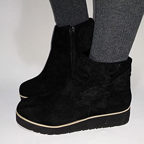 USYFAKGH Womens Ankle Boots with Heel Office Shoes Women Cowboy Boot Women rain Proof Slippers mid Heel Black