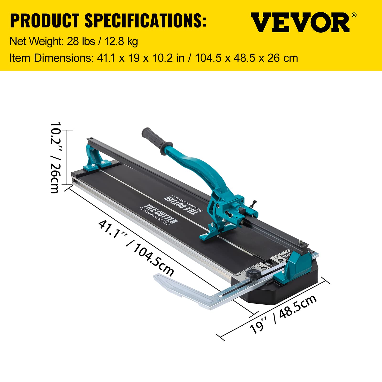 VEVOR 39 Inch Tile Cutter Single Rail Manual Tile Cutter 3/5 in Cap w/Precise Laser Positioning Manual Tile Cutter Tools for Precision Cutting