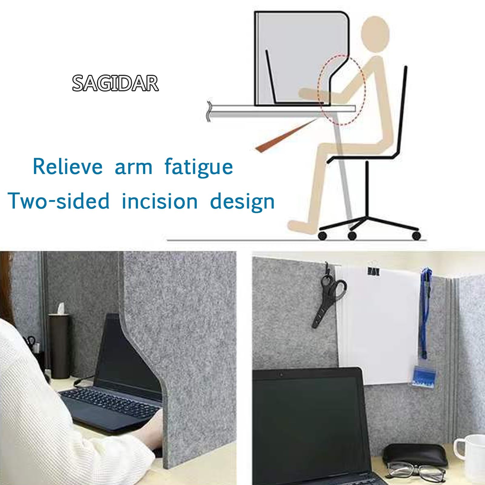 SAGIDAR Office Divider Partition, Acoustic Desk Divider, Desktop Privacy Panel, 60/80/100cm, Thickness 9mm, Free Standing Workspace Divider, for Schools Or Offices