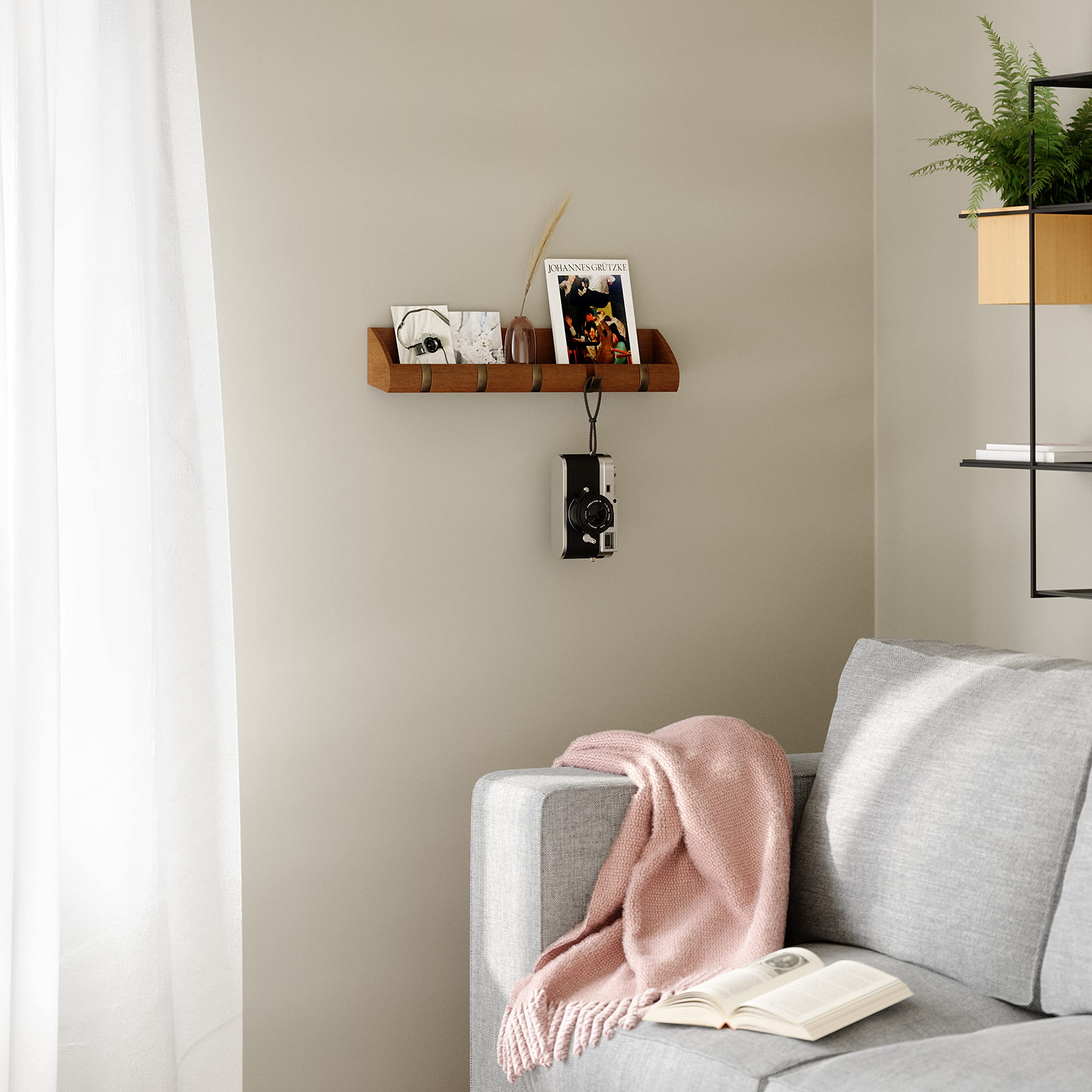 Umbra Cubby Entryway Organizer, Light Walnut/Warm Gold