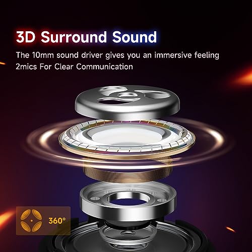 V1 Gaming Earbuds, 15ms Low Latency with 2.4Ghz Dongle, 3D Stereo Sound, Bluetooth 5.4, IPX4 Wireless Earbuds with Noise Cancelling Mic for PC, PS5, PS4, Switch, VR