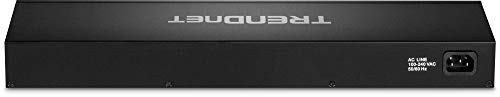 TRENDnet 24-Port Gigabit Switch with 2 X 10G SFP+ Slots, Fanless Design, 19β 1U Rack mountable, TEG-30262,Black