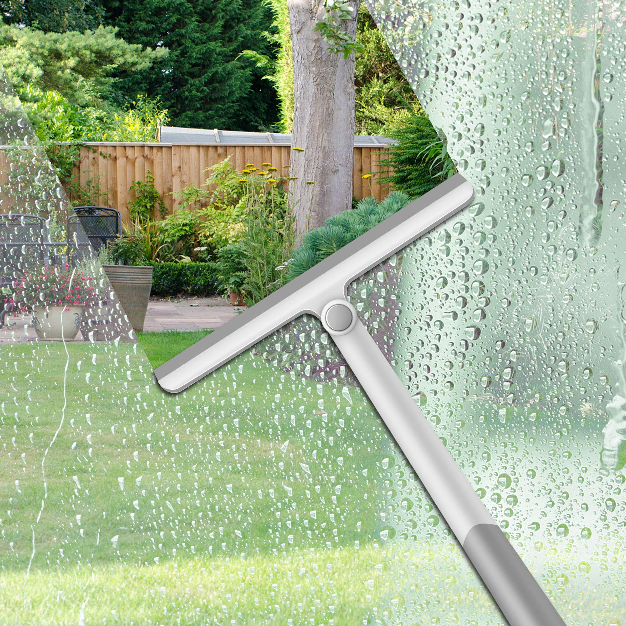 Shower Squeegee for Shower Doors, Shower Squeegee for Glass Doors, Bathroom, Mirrors, Windows Cars and Tile Walls, Silicone Handle Shower Squeegee 12 Inch (Grey+Green,2Pack)