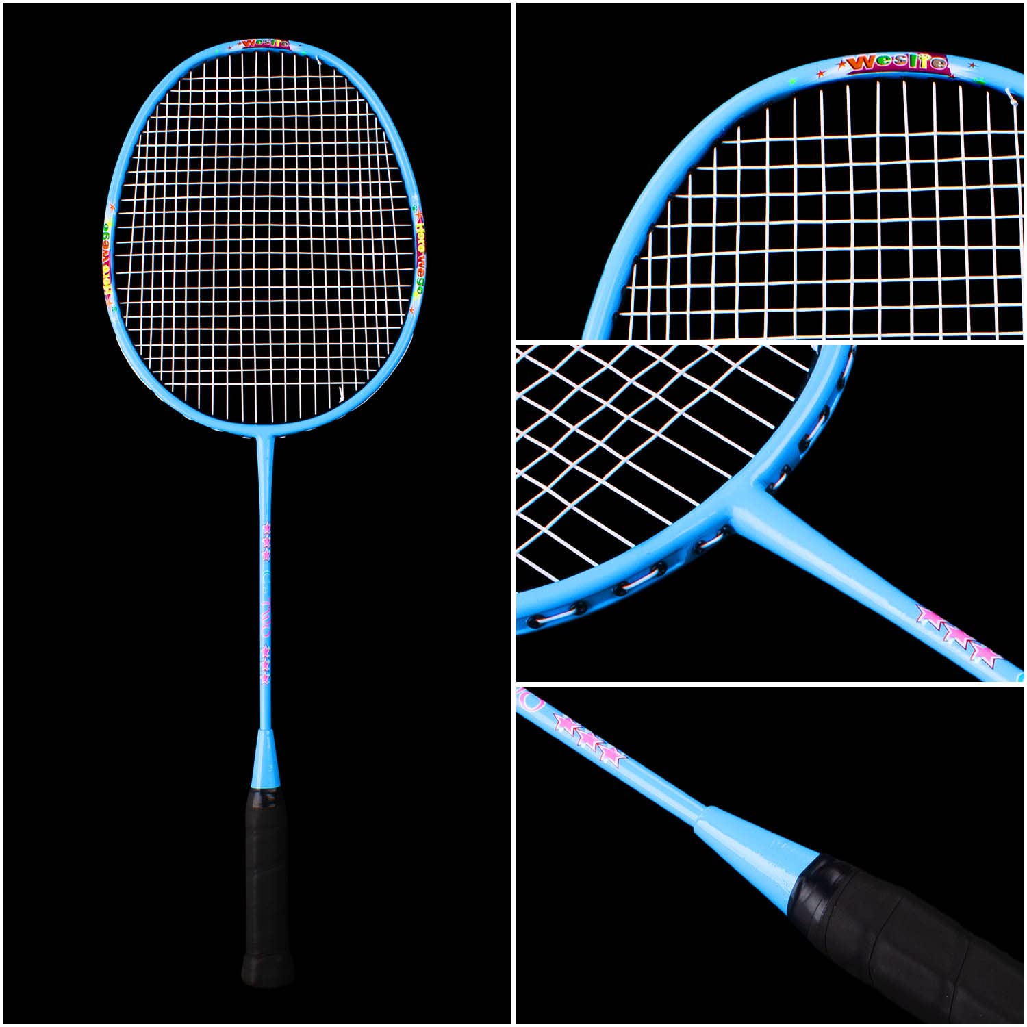 Senston Badminton Racket Set for Kids Children Badminton Racket Kit (Blue+White) Including 2 Racket/2 Shuttlecocks/1 Bag