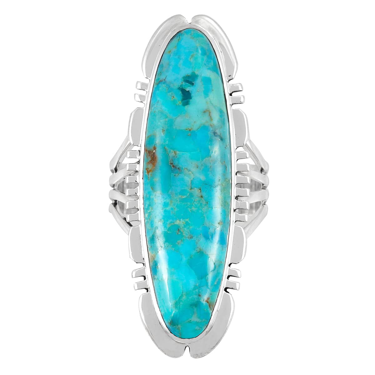 Turquoise Ring Sterling Silver 925 Genuine Gemstones Size 6 to 11 (Turquoise, 9)