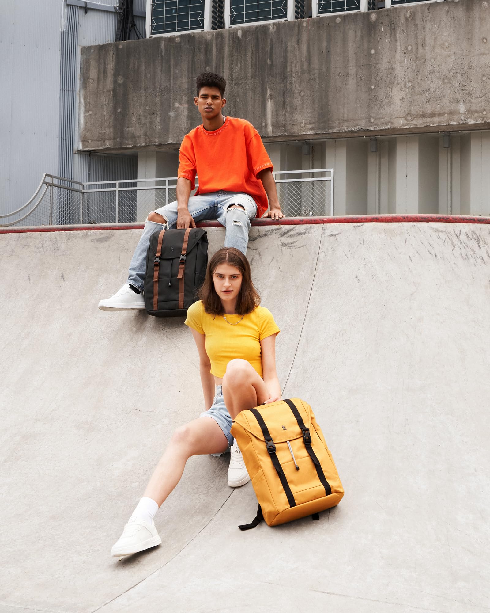 tomtoc Flap Laptop Backpack, Lightweight, Water-Resistant Travel Casual Daypack, Slim Durable Work-pack Rucksack for 13-16 Inch MacBook Laptop, Large Capacity, 17L, Yellow