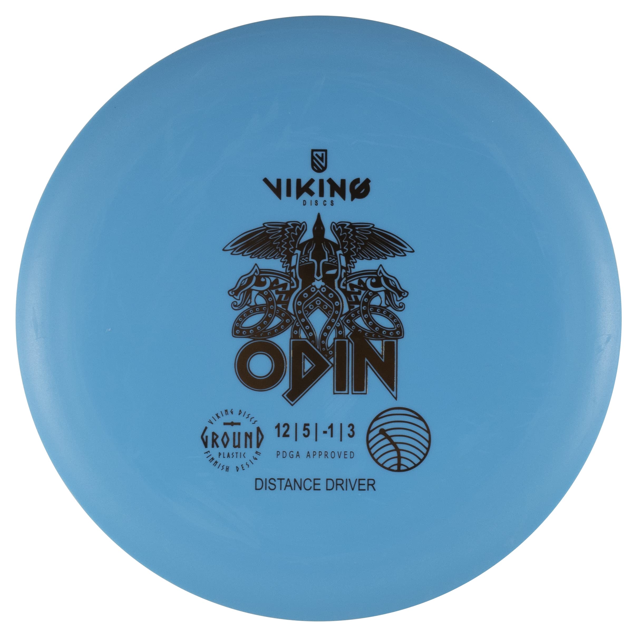 Viking Discs Odin Ground Plastic | Distance Driver | Advanced Disc Golf Driver [Stamp Color & Color Shade May Vary] (170-172g, Blue)