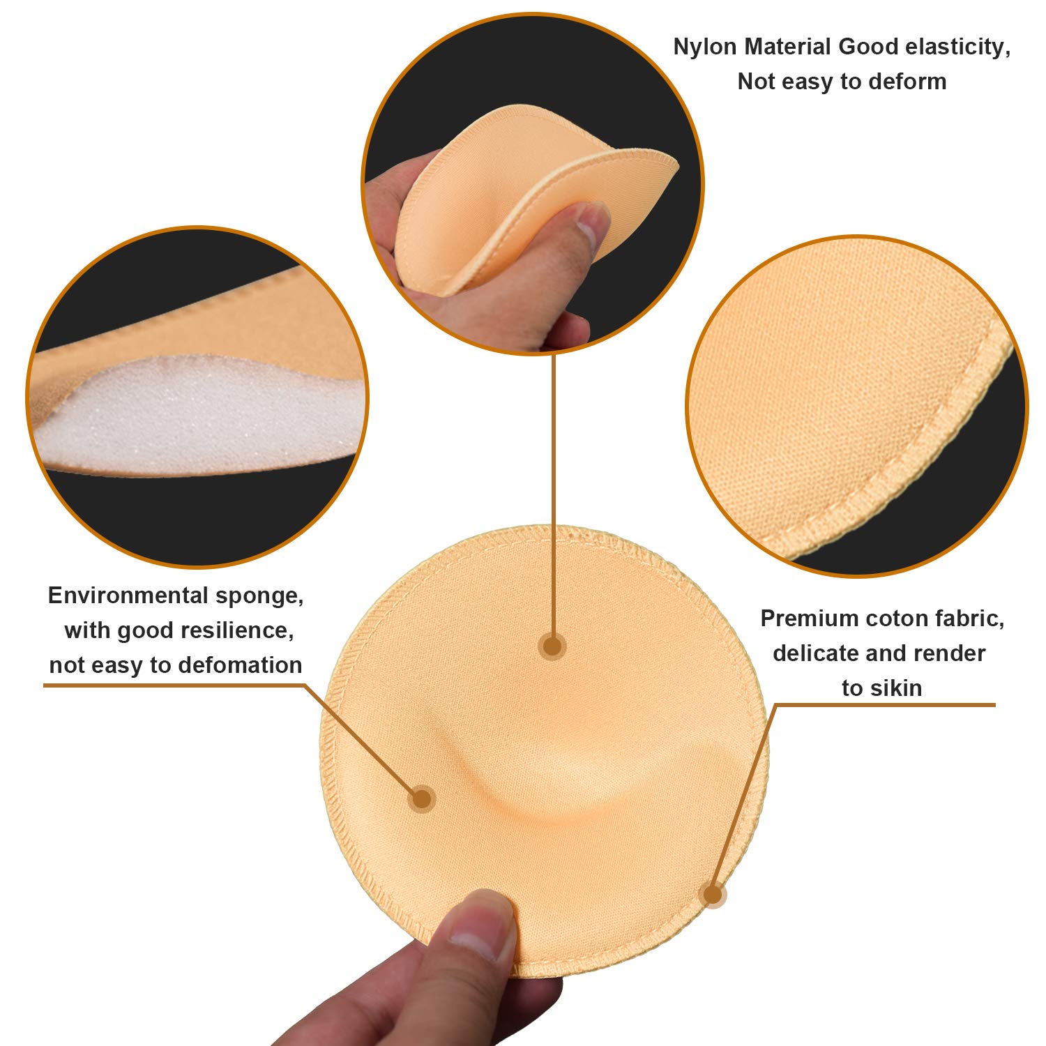 TopBine Round Soft Push Up Bra Inserts Pads Removable Sport Bra Cups Inserts Mastectomy Bra Inserts for Bikini Top Swimsuit (C/D)