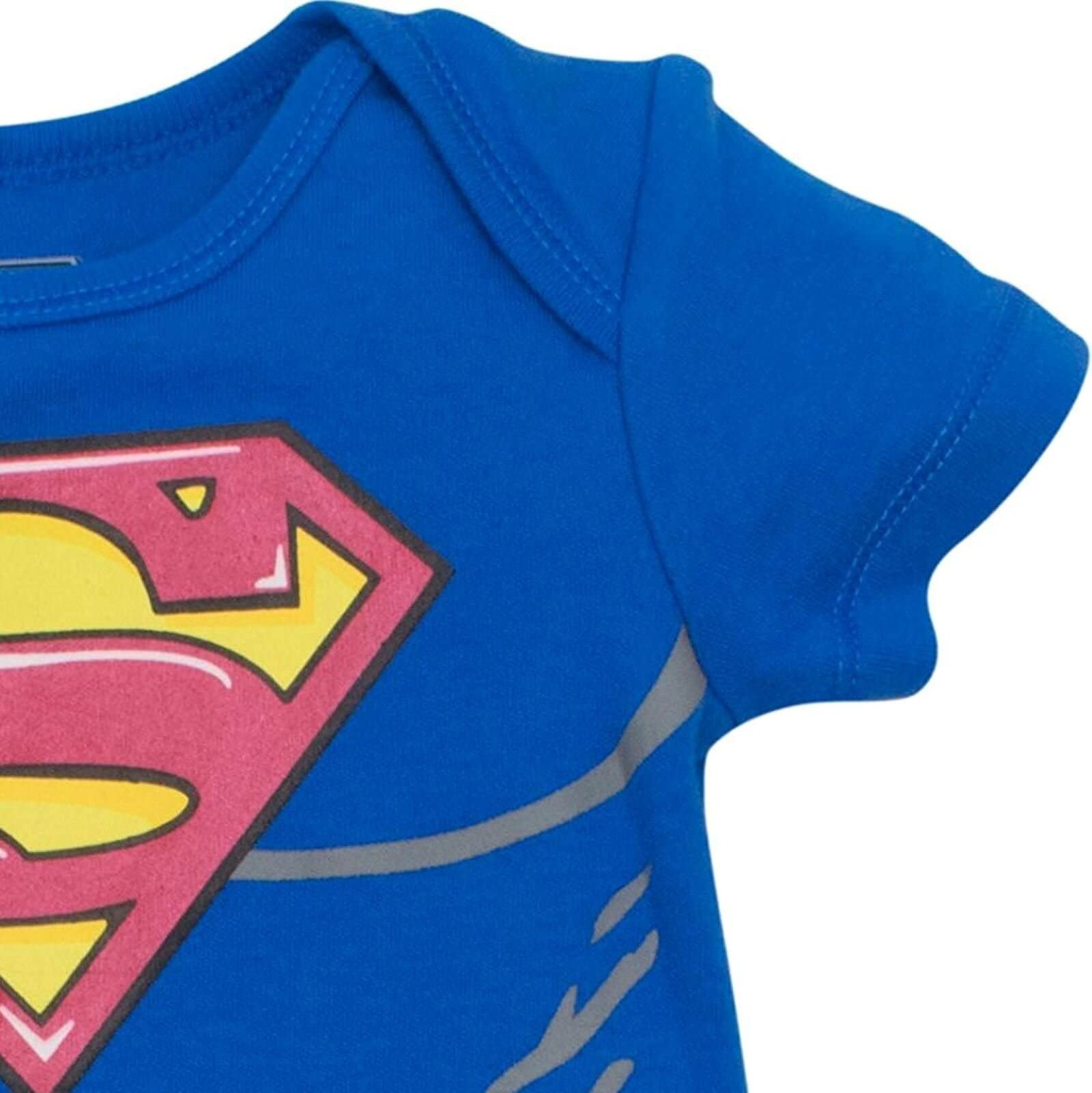 Warner Bros. Justice League Baby Boys' 5 Pack Superhero Bodysuits - Batman, Superman, The Flash, Aquaman and Green Lantern (6-9M)