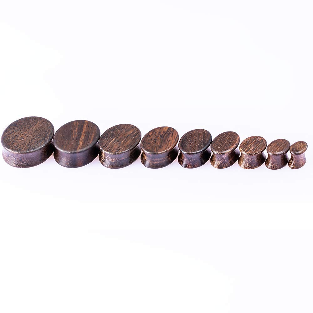 SUPTOP 8PCS Unique Wood Plugs and Tunnels Set Plugs for Ear Organic Hollow Double Flared Ear Plugs Saddles Gauge Size 0g 00g to 5/8