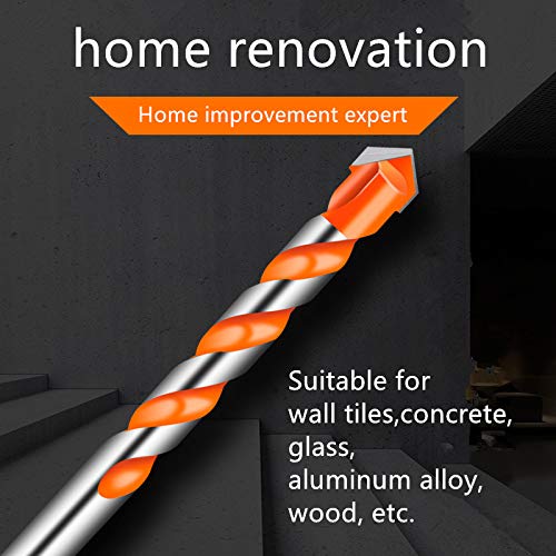 TOEGA 7Pcs Ultimate Drill bits,Concrete Drill bit, Masonry bit bit with Tungsten Carbide Drill bit, Drilling and Punching Work kit for Ceramic Tile, Concrete, Brick, Glass, Plastic and Wood (Orange)