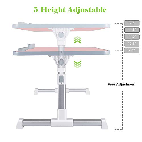 RiwiR Laptop Desk Pink Foldable Lap Desk Stand Portable Bed Sofa Adjustable Height with Tilt Angle Folding Table for Student Adults Hospital Home Work Writing Tray