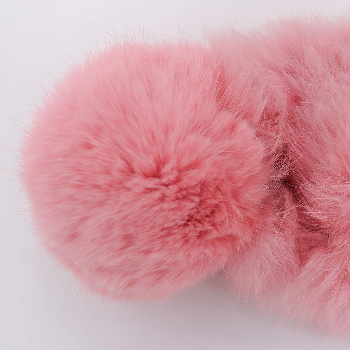 surell Long Rabbit Ball Scarf - Womens Neck Trim Scarf - Winter Collar Wrap (Light Pink)