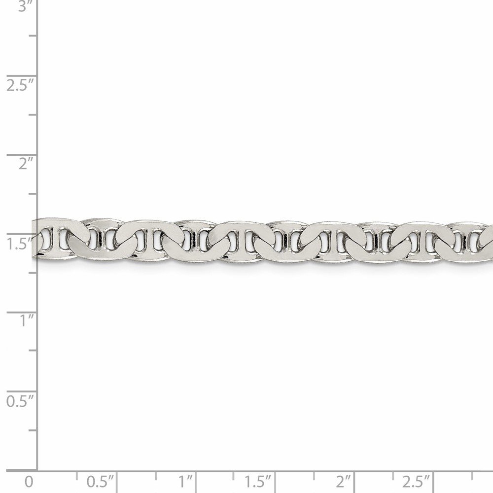 Solid 925 Sterling Silver 6.5mm Anchor Mariner Link Chain Necklace - with Secure Lobster Lock Clasp 20"